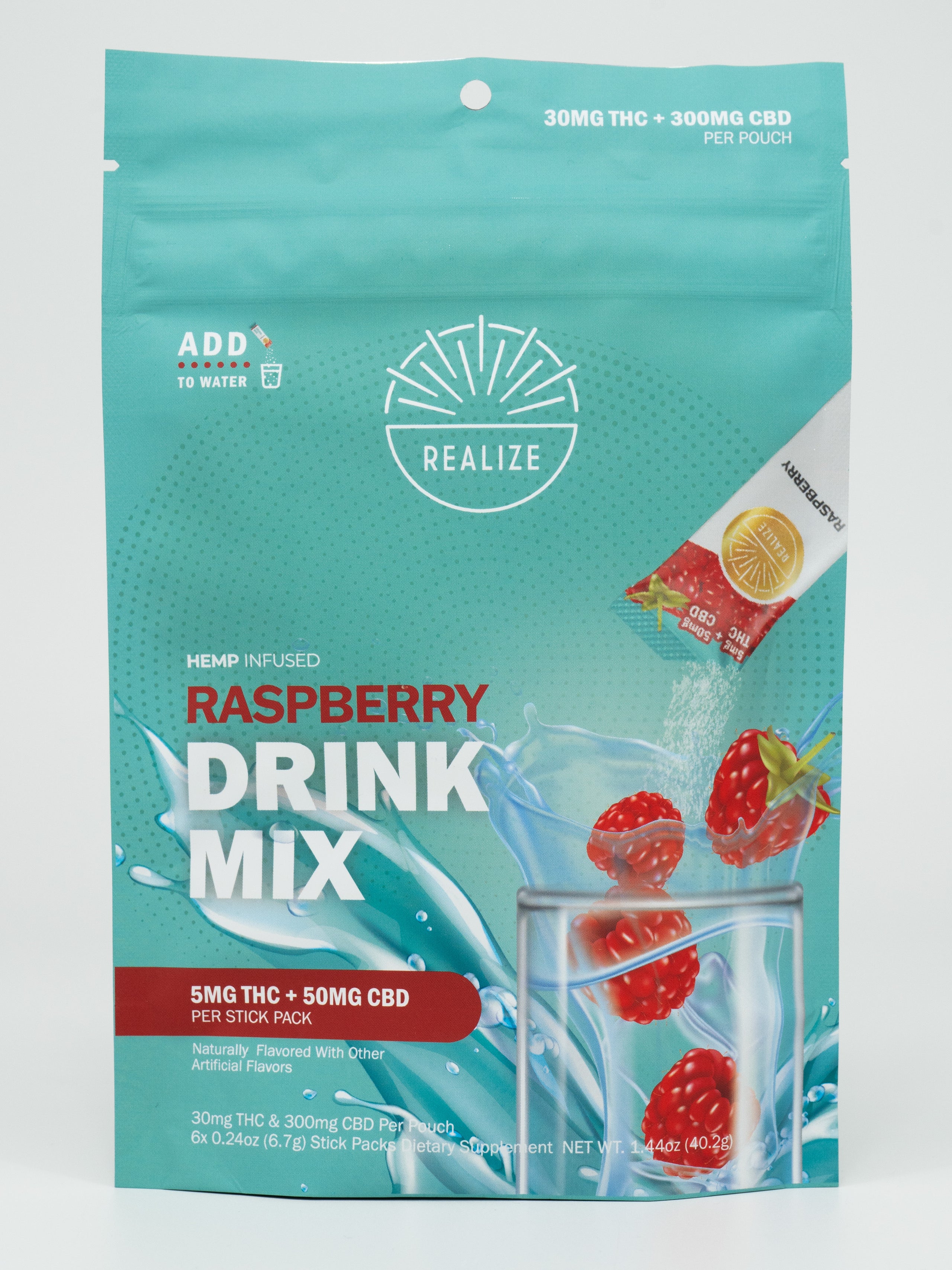 Realize | Hemp Infused Raspberry Drink Mix | 5mg THC 50mg CBD | 6ct ...