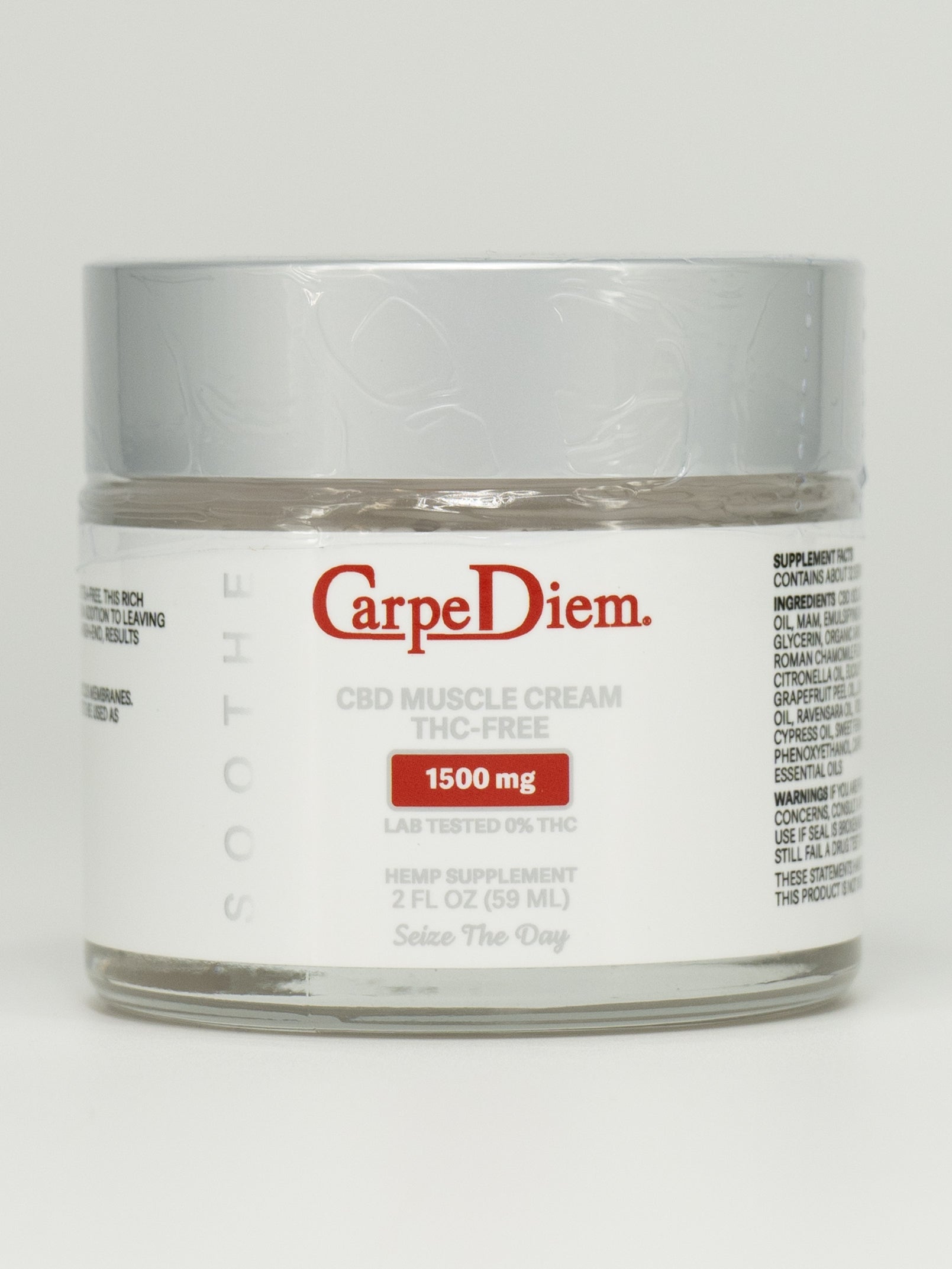 Carpe Diem | 1500mg THC Free CBD | Soothe Muscle Cream | Strains of the ...
