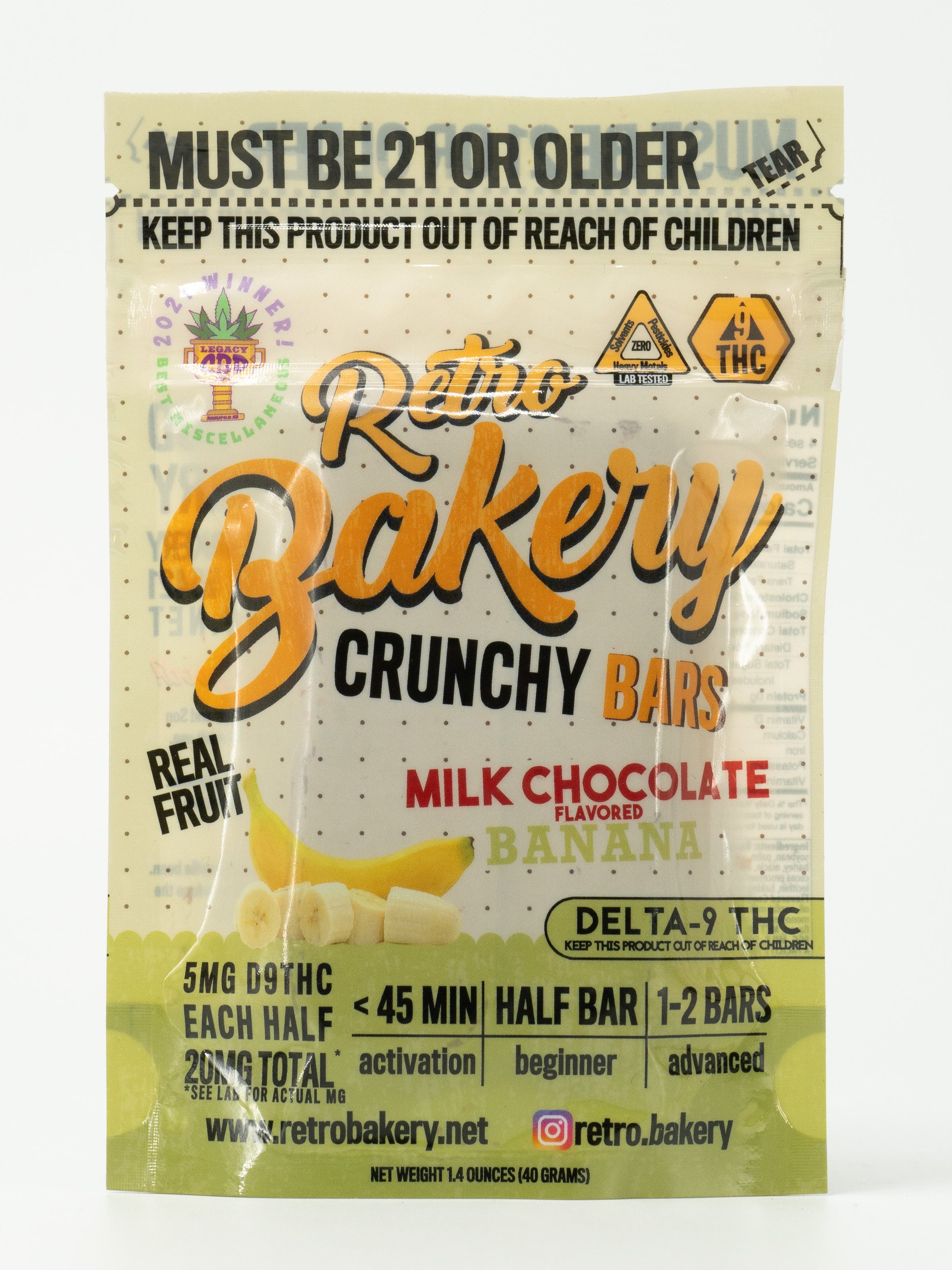 Retro Bakery | Crunchy Bars | 10mg D9 THC | 2ct | Strains of the Earth
